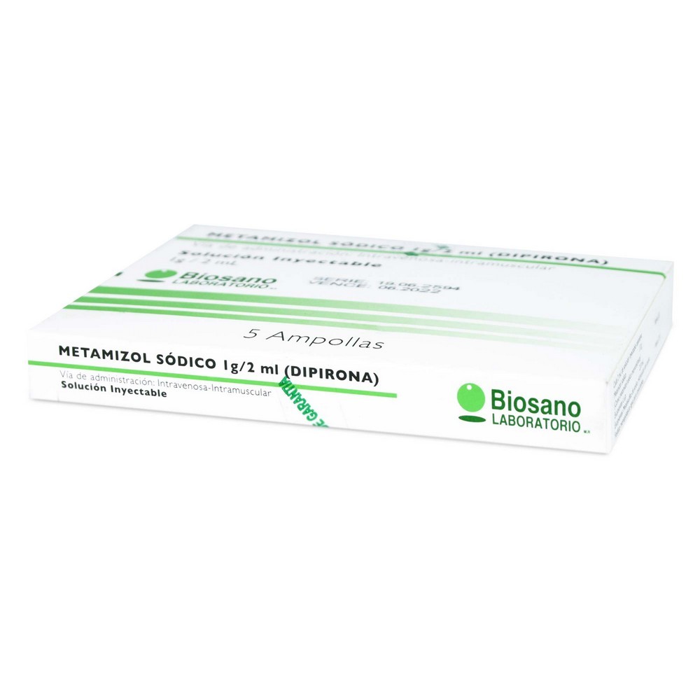 Metamizol Sódico 1 gr / 2 mL 5 Ampollas | Cruz Verde
