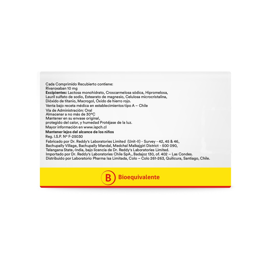 Rivaxored Rivaroxaban 15mg 28 comprimidos recubiertos | Cruz Verde