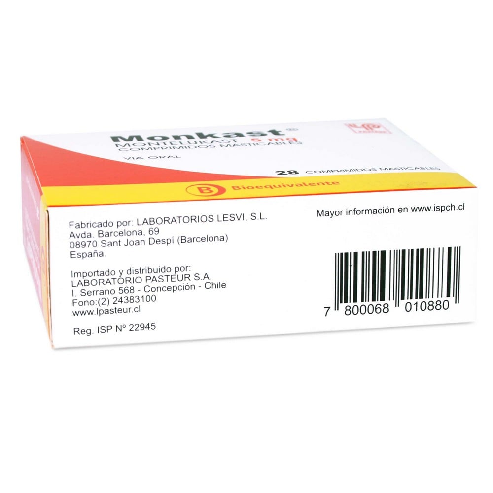 Monkast Montelukast 5 mg 28 Comprimidos Masticables | Cruz Verde
