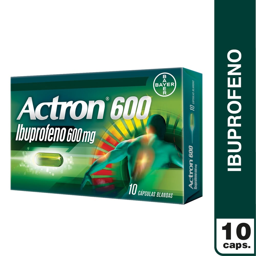 Actron Ibuprofeno 600 mg 10 Cápsulas Blandas - FarmaCompara