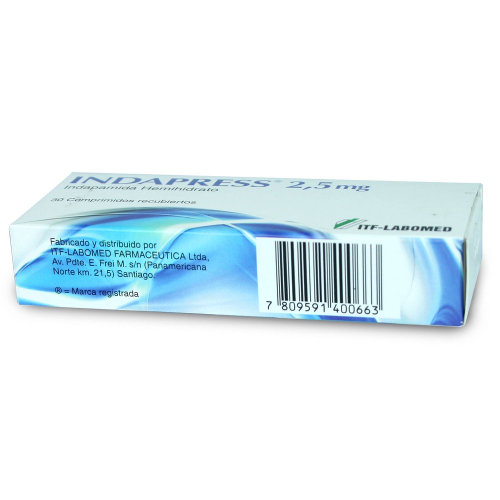 Indapress Indapamida 2,5 mg 30 Comprimidos | Cruz Verde