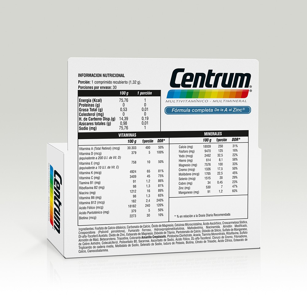 Centrum Multivitaminico / Multimineral 30 Comprimidos Recubiertos ...