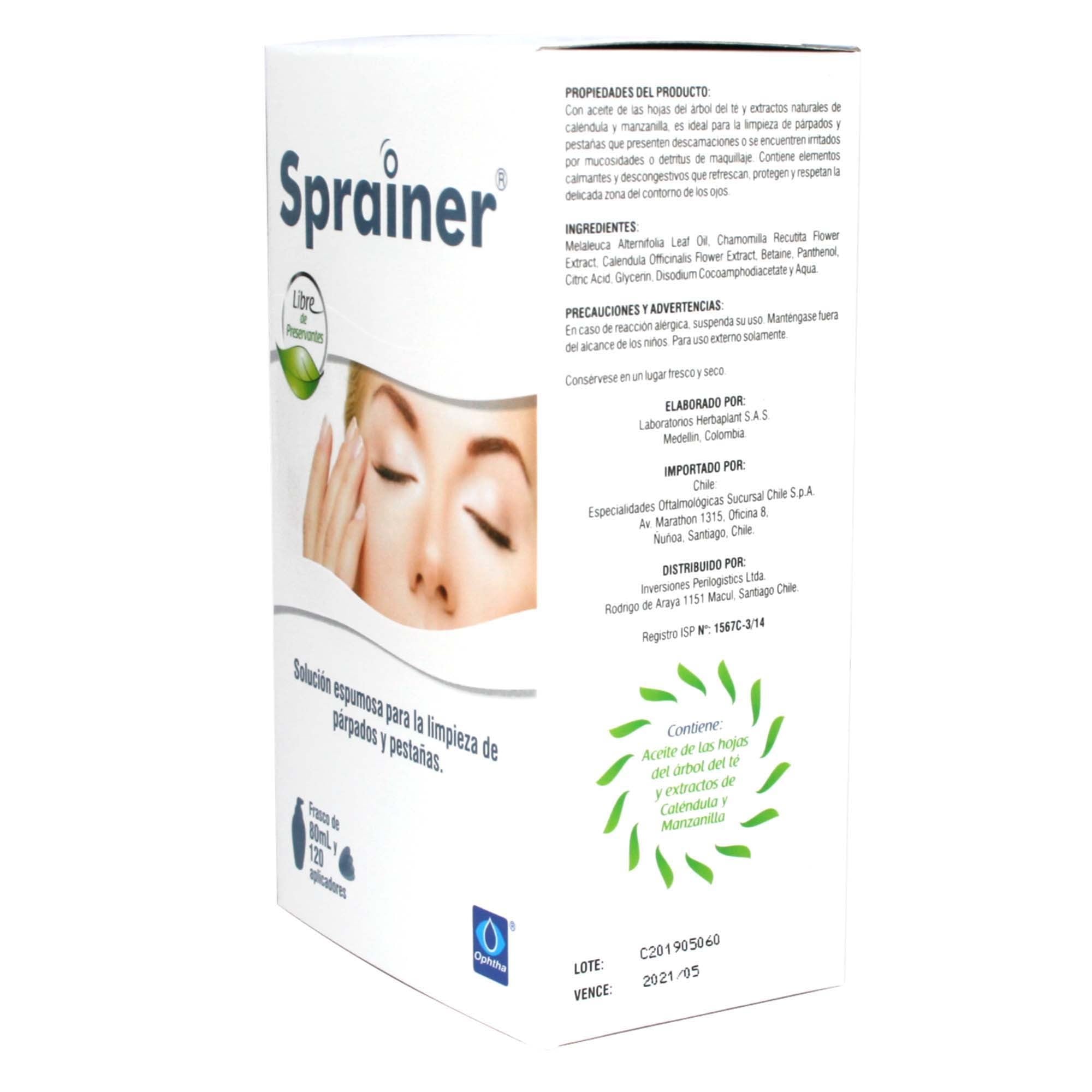Sprainer Limpieza Parpados y Pestañas Solución Espumosa 80 mL para 120 ...