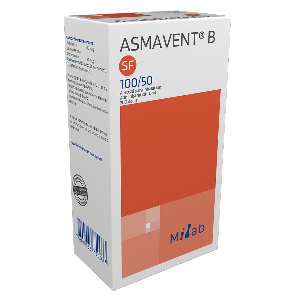 Asmavent B Salbutamol 100 mg | Inhalador 200 Dosis