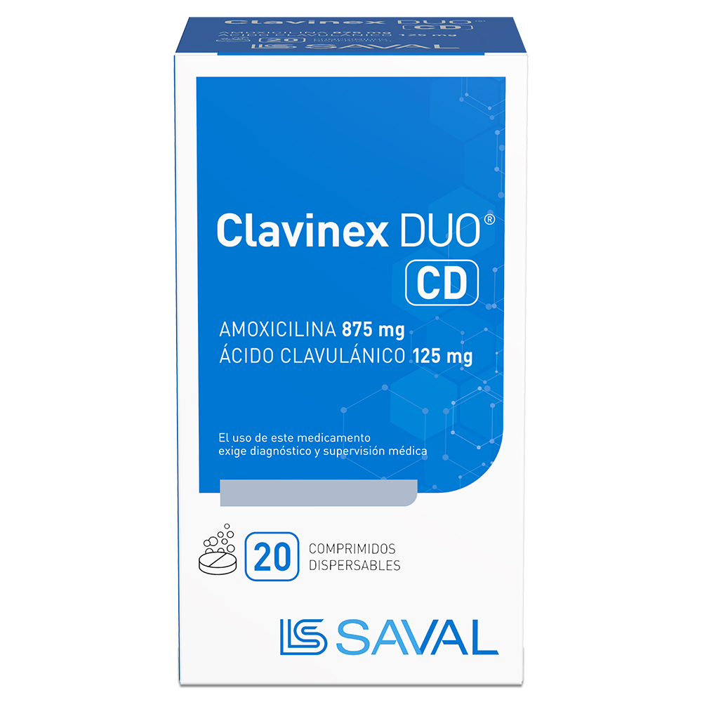 Clavinex Duo CD Amoxicilina 875 mg 20 Comprimidos | Cruz Verde