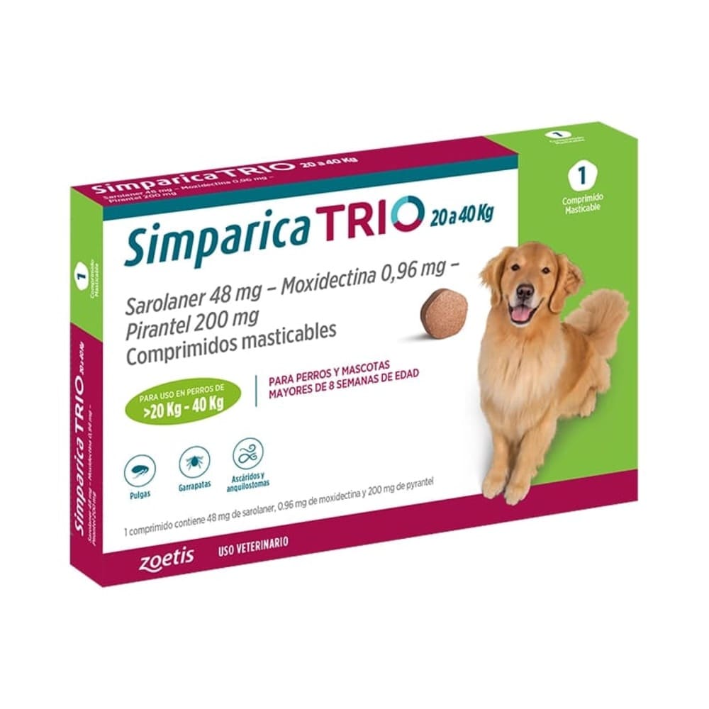 Simparica Trio 20-40 Kg 1 Comp | Cruz Verde