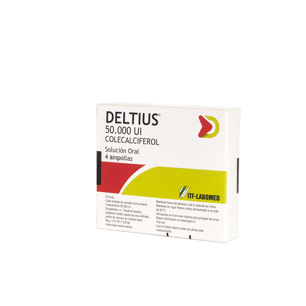 Deltius Vitamina D3 50.000UI Solución Oral 4 Ampollas | Cruz Verde