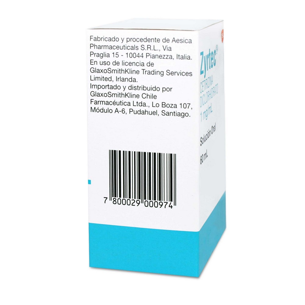 Zyrtec Cetirizina 1mg/mL Jarabe 60 mL | Cruz Verde