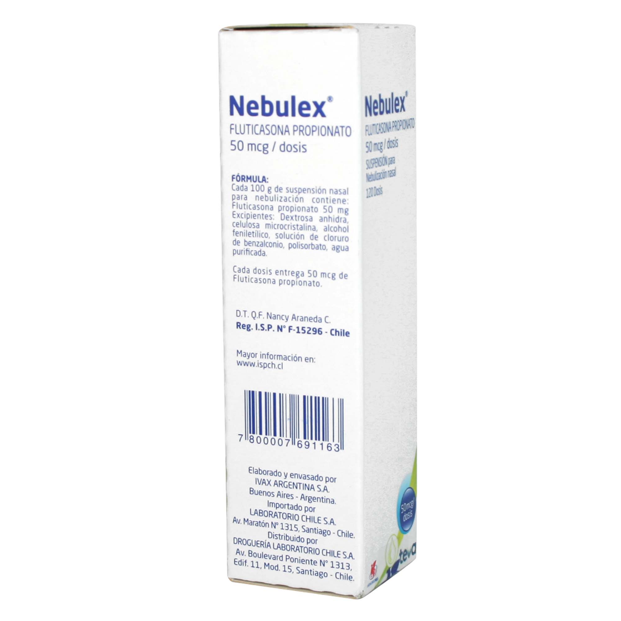 Nebulex Fluticasona Propionato 50 mcg Suspensión Nasal 120 Dosis | Cruz Verde