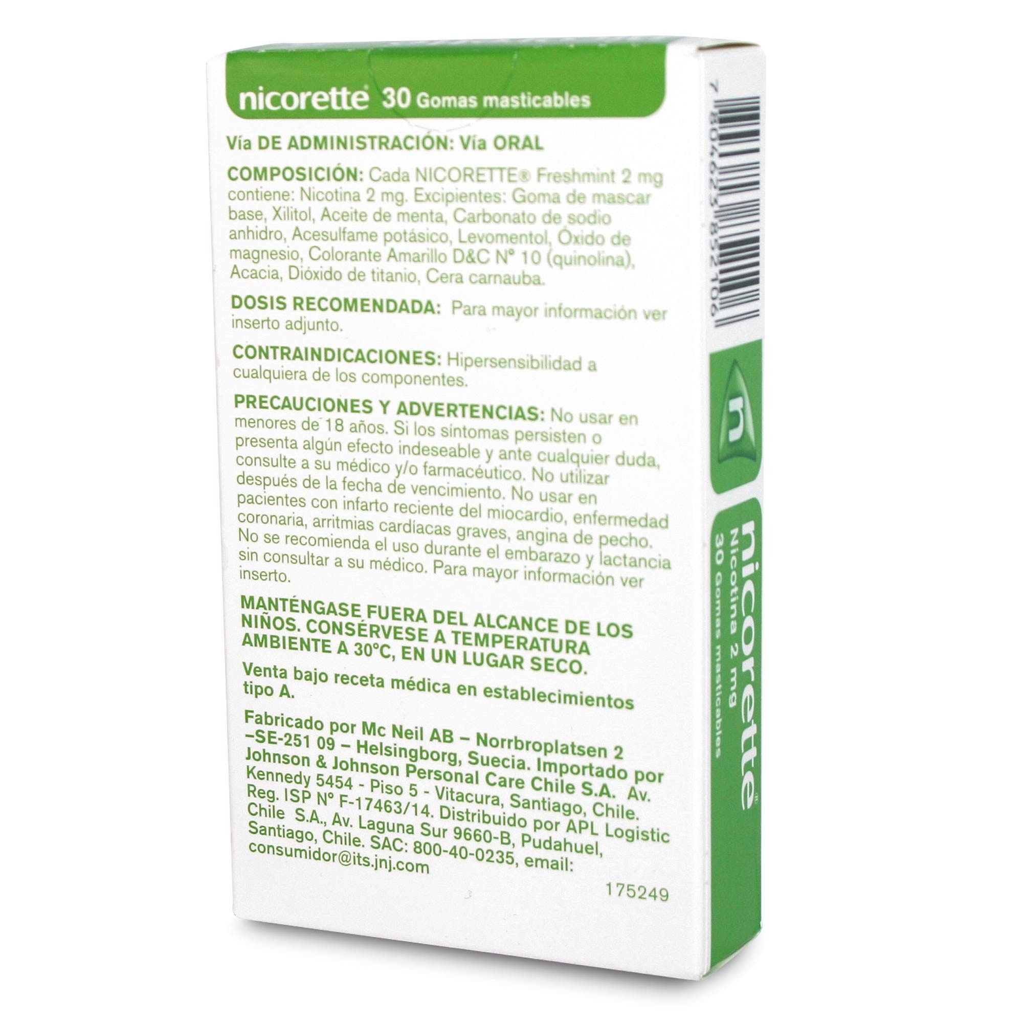 Nicorette Nicotina 2 mg 30 Gomas Masticables Freshmint | Cruz Verde