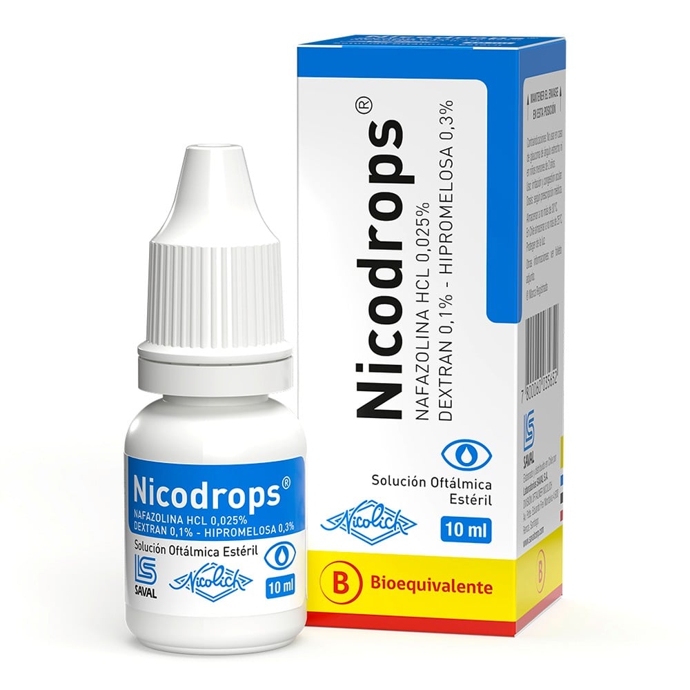 Nicodrops Nafazolina 25 mg Solucion Oftalmica 10 mL - FarmaCompara