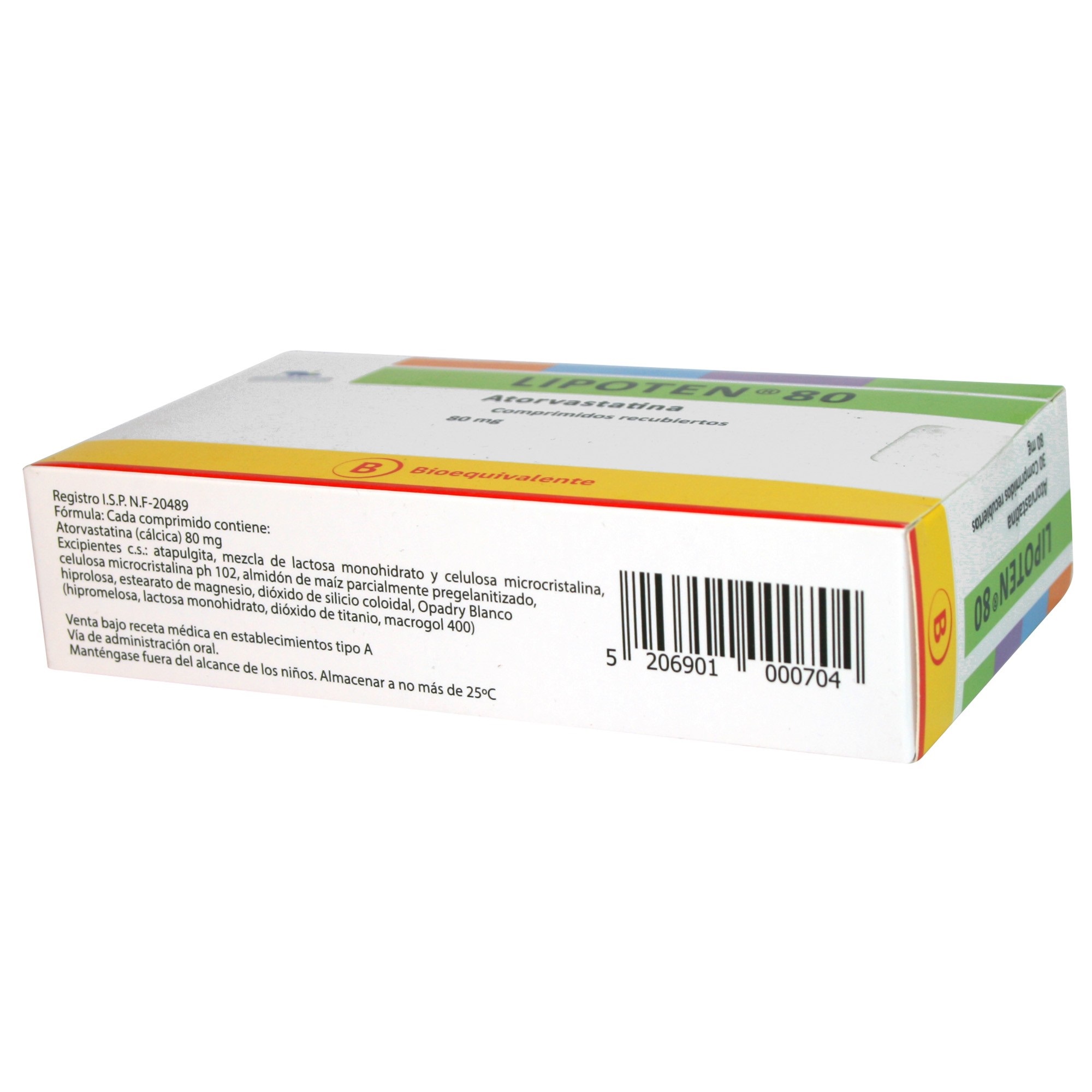 Lipoten Atorvastatina 80 mg 28 Comprimidos Recubiertos | Cruz Verde