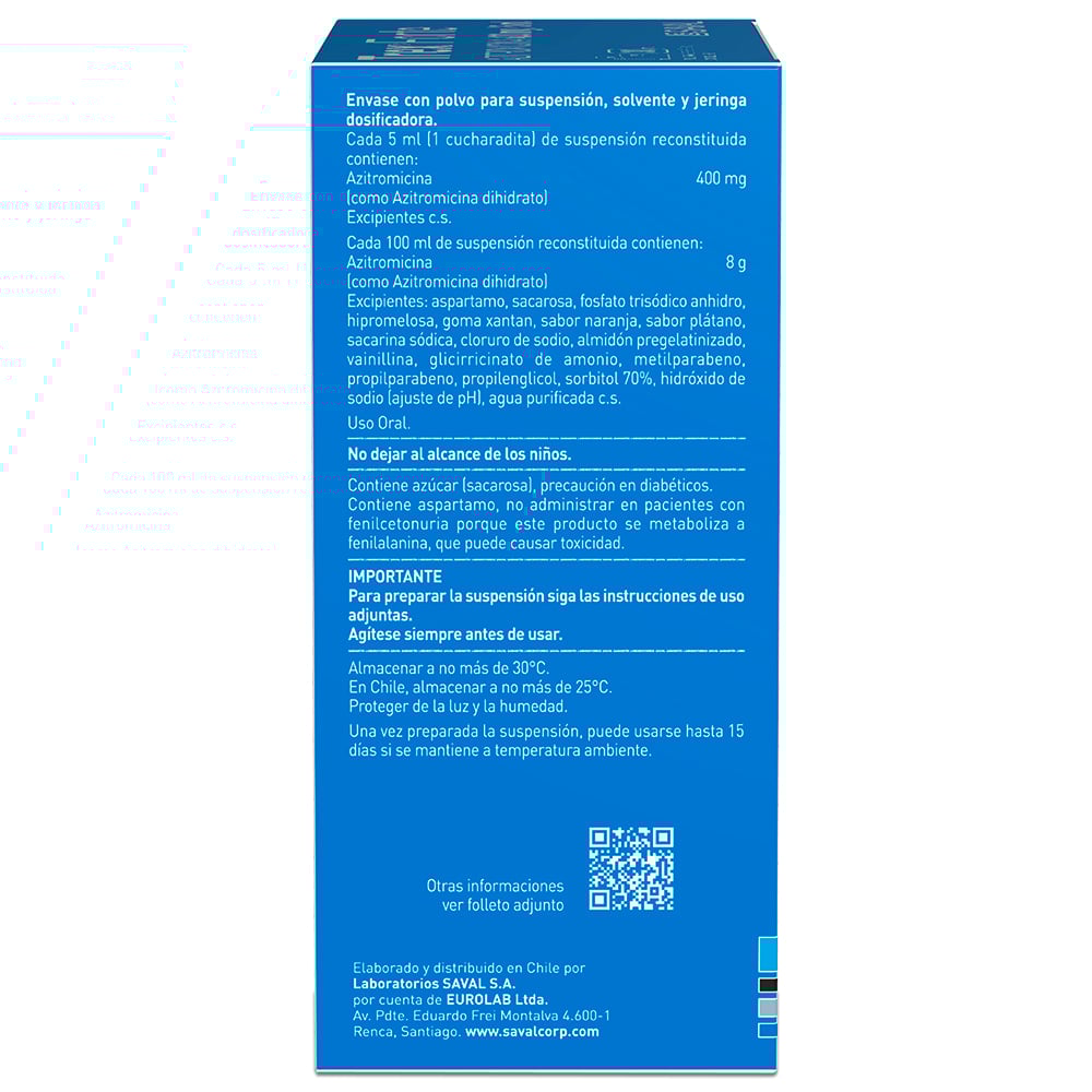 Trex Forte Azitromicina 400 mg / 5 mL Suspensión Oral con Solvente 30 mL | Cruz Verde