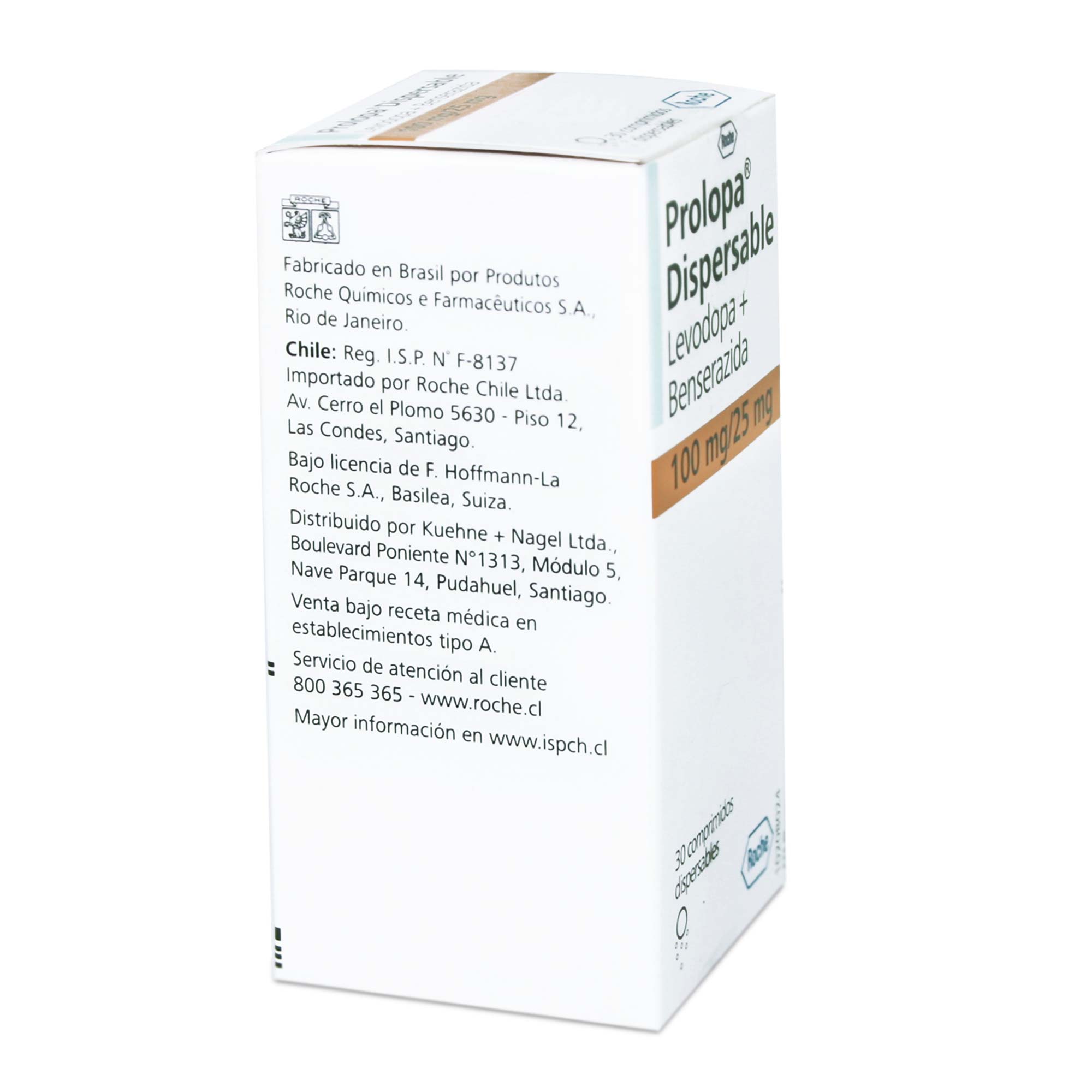 Prolopa Dispersable Levodopa 100 mg 30 Comprimidos | Cruz Verde
