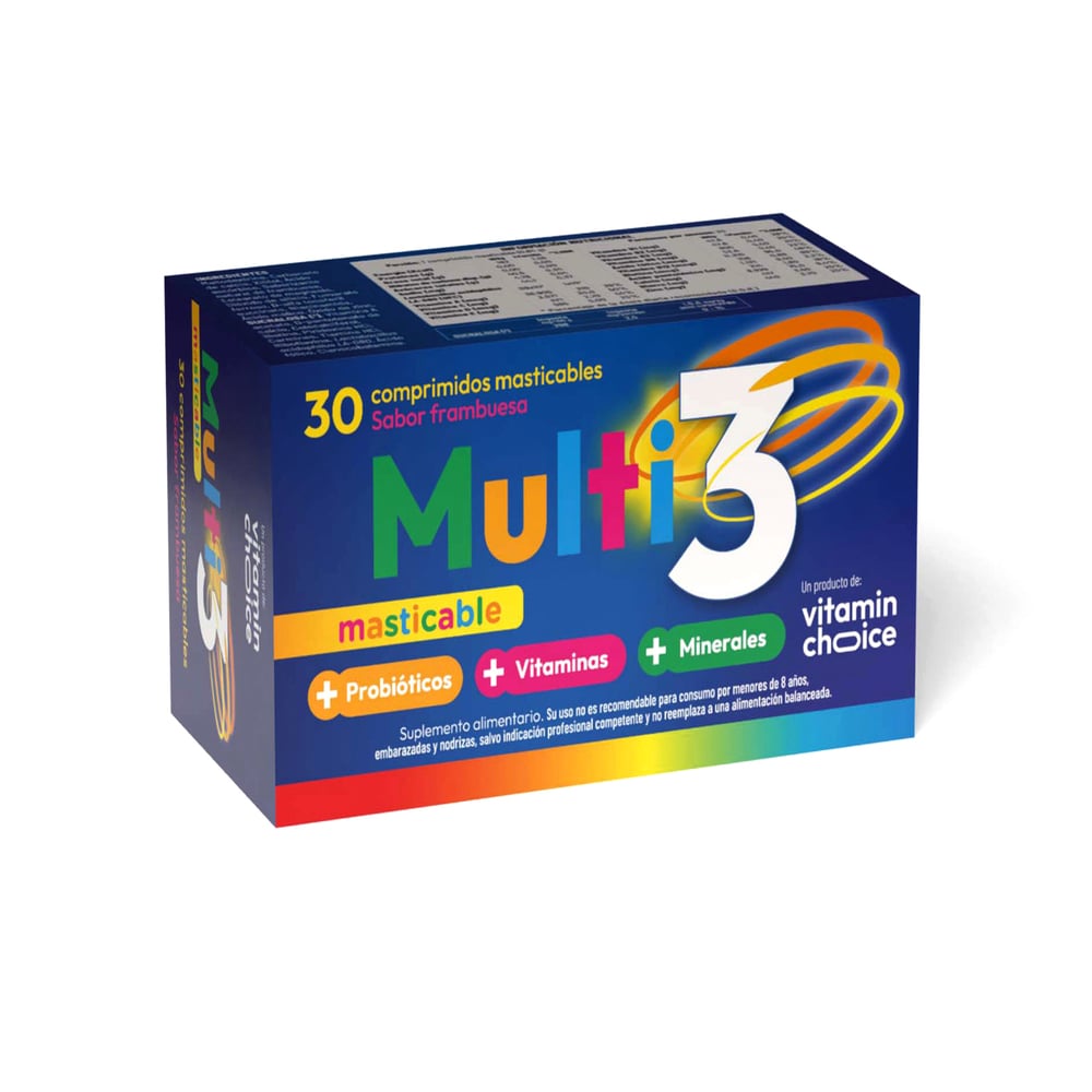 Multi 3 Multivitaminico Masticable + Probóticos + Vitaminas + Minerales ...
