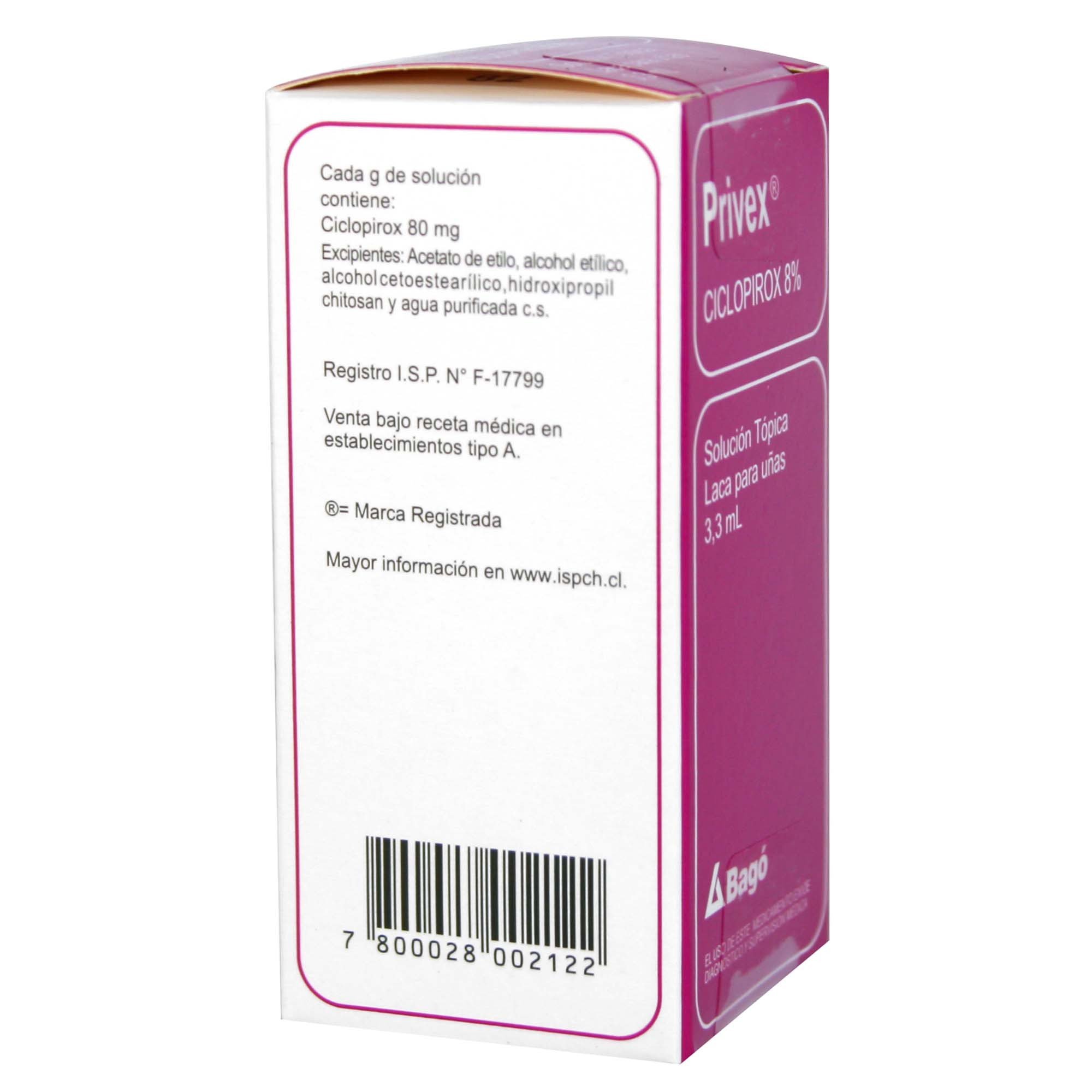 Privex Ciclopiroxolamina 8% Laca para uñas 3,3 mL | Cruz Verde