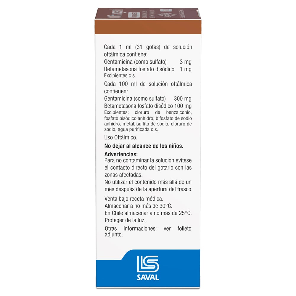 Oftagen Compuesto Gentamicina 0,3% Betametasona 0,1% Solucion Oftalmica ...