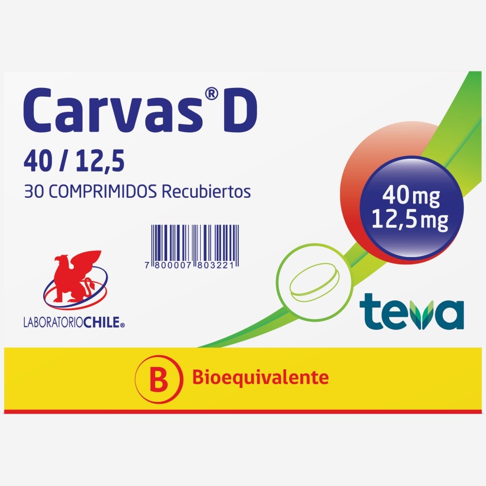 Carvas D 40/12,5 30 Comprimidos Recubiertos | Cruz Verde