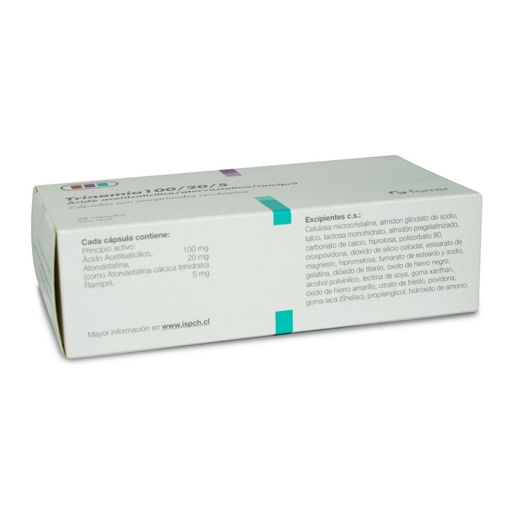 Trinomia 100/20/5 Acido Acetilsalicilico 100 mg 28 Cápsulas | Cruz Verde