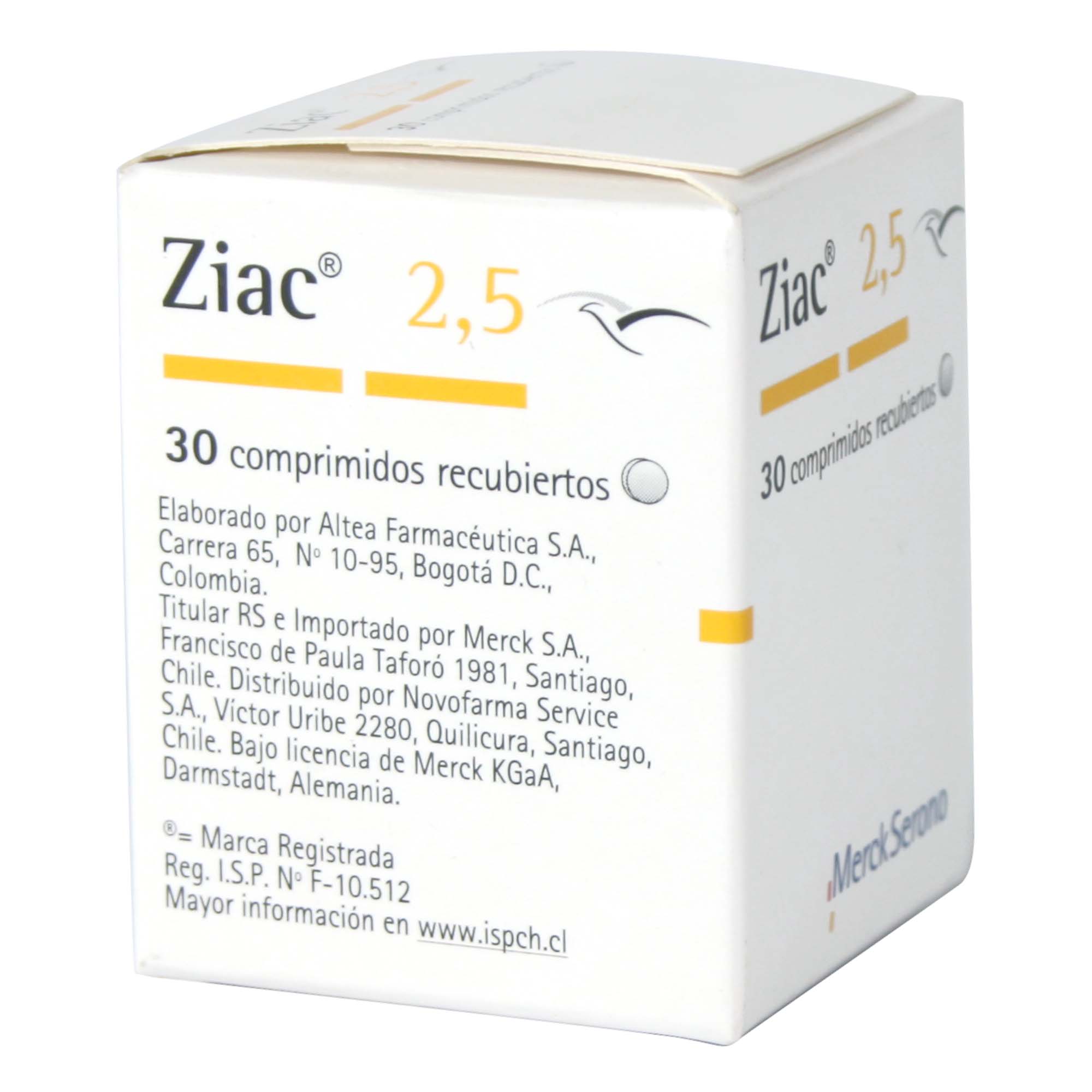 Ziac Bisoprolol 2,5 mg 30 Comprimidos Recubiertoss | Cruz Verde