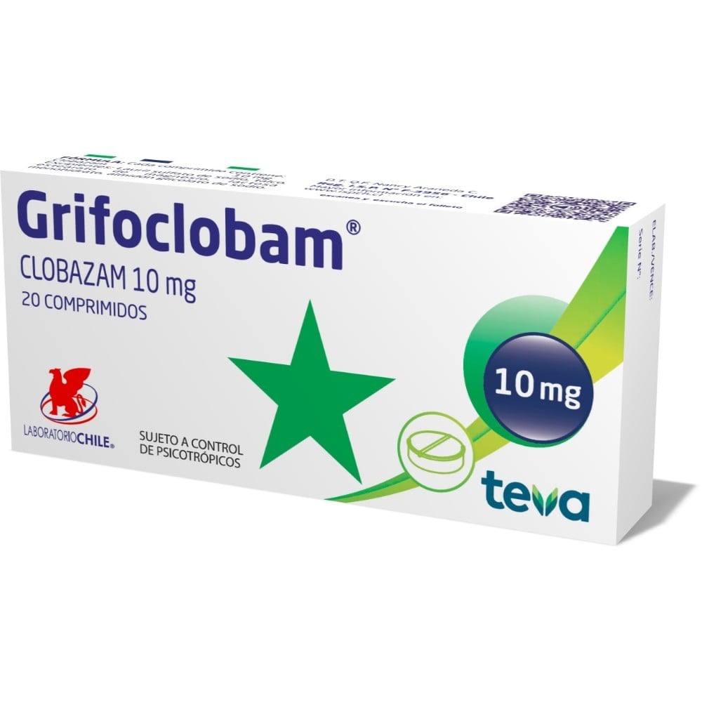 Grifoclobam Clobazam 10 mg 20 Comprimidos | Cruz Verde