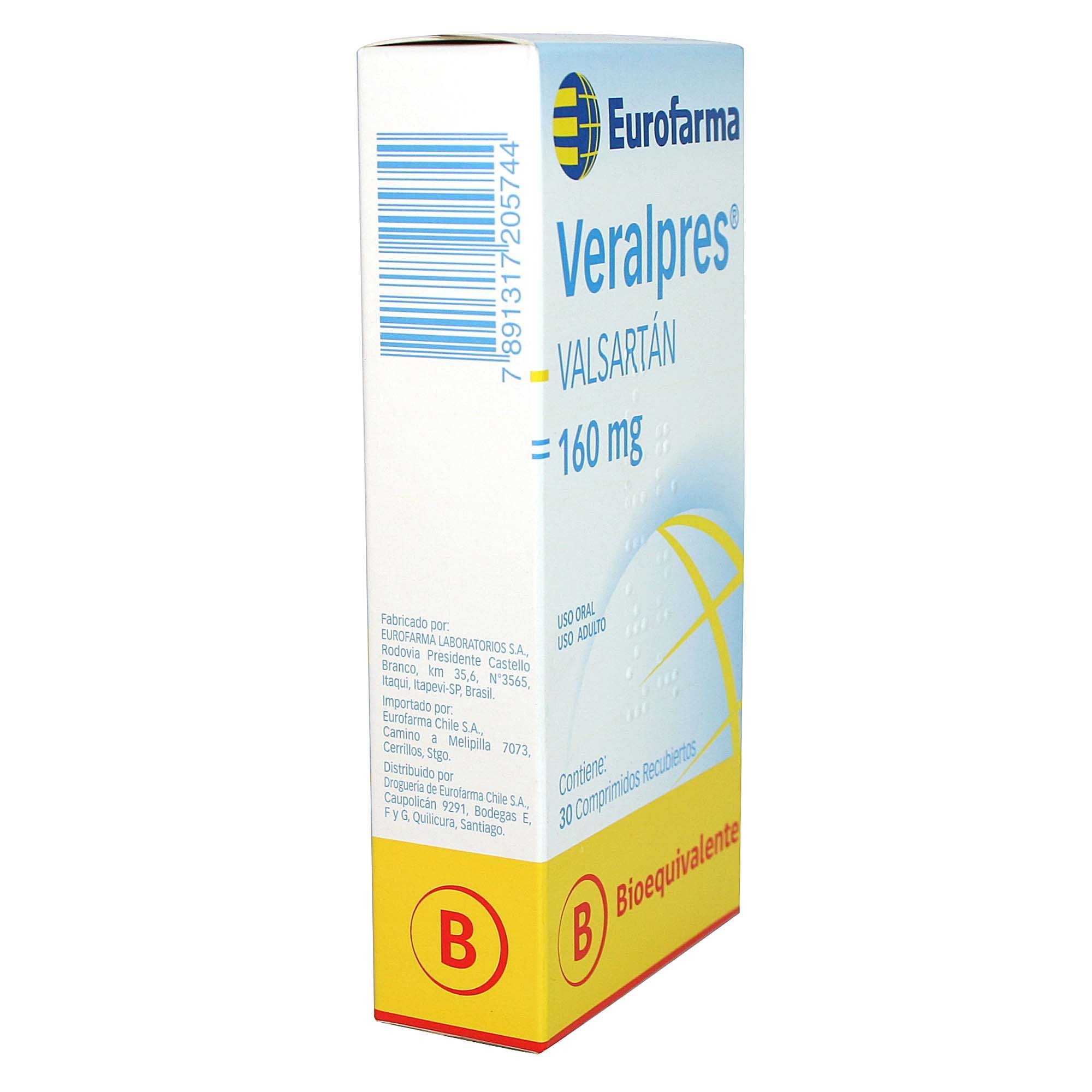 Veralpres Valsartan 160 mg 30 Comprimidos Recubiertos | Cruz Verde