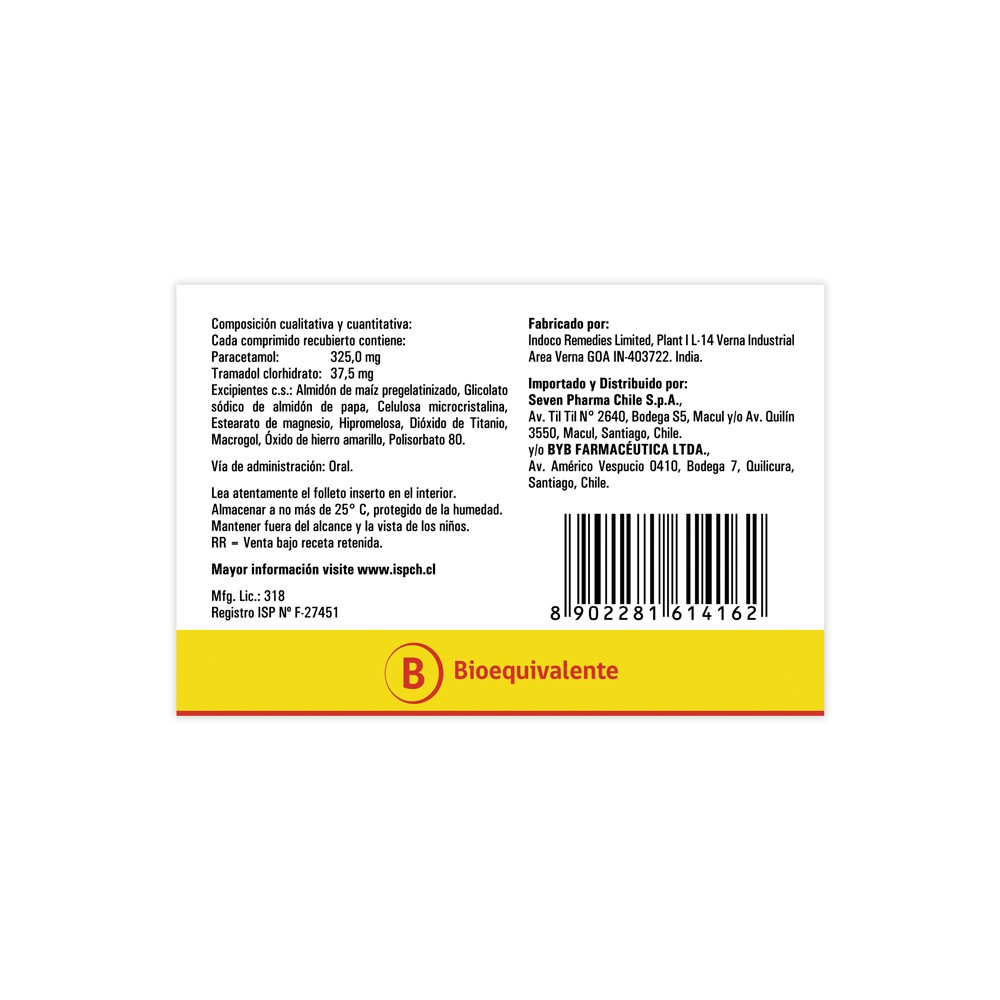 Pamera Duo 37,5 mg / 325 mg 30 Comprimidos | Cruz Verde