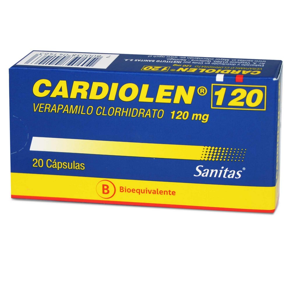 Cardiolen Verapamilo Clorhidrato 120 mg 20 Cápsulas | Cruz Verde