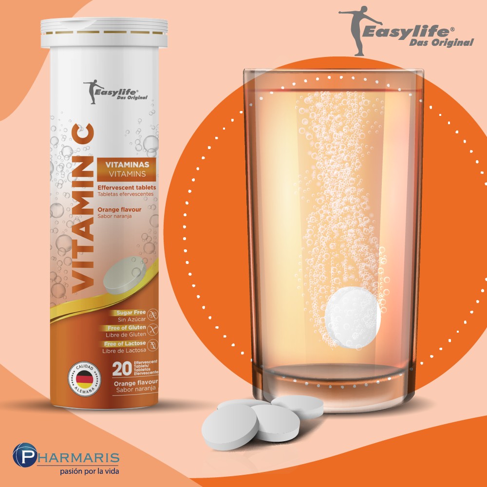 Vitamin C 1000 mg 20 Tabletas Efervescentes Easylife | Cruz Verde