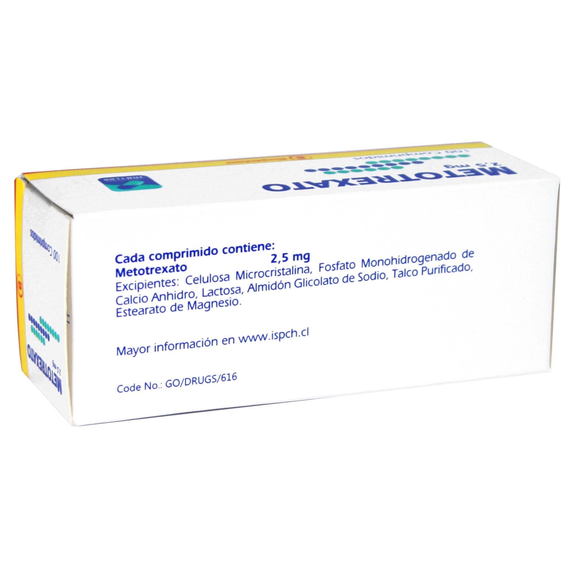 Metotrexato 2,5 mg Bioequivalente 100 Comprimidos | Cruz Verde