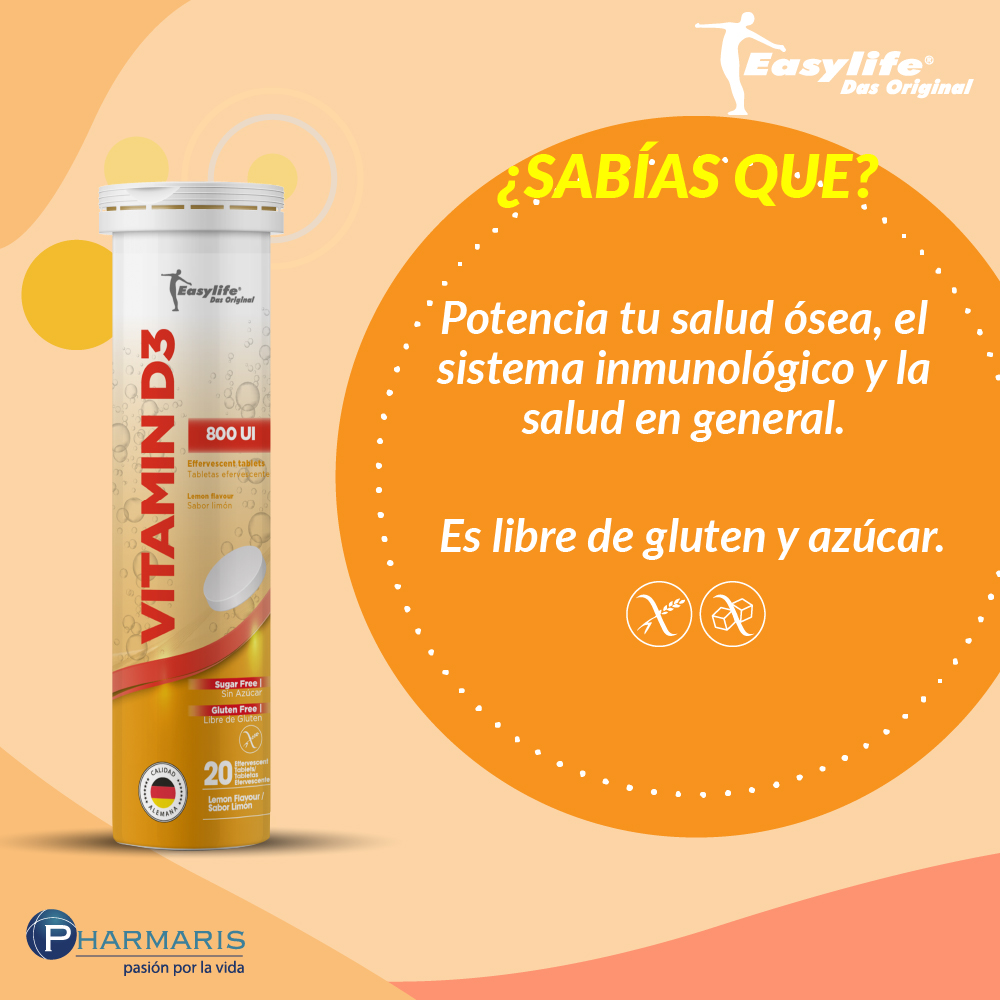 Vitamina D 800 UI 20 Tabletas Efervescentes | Cruz Verde