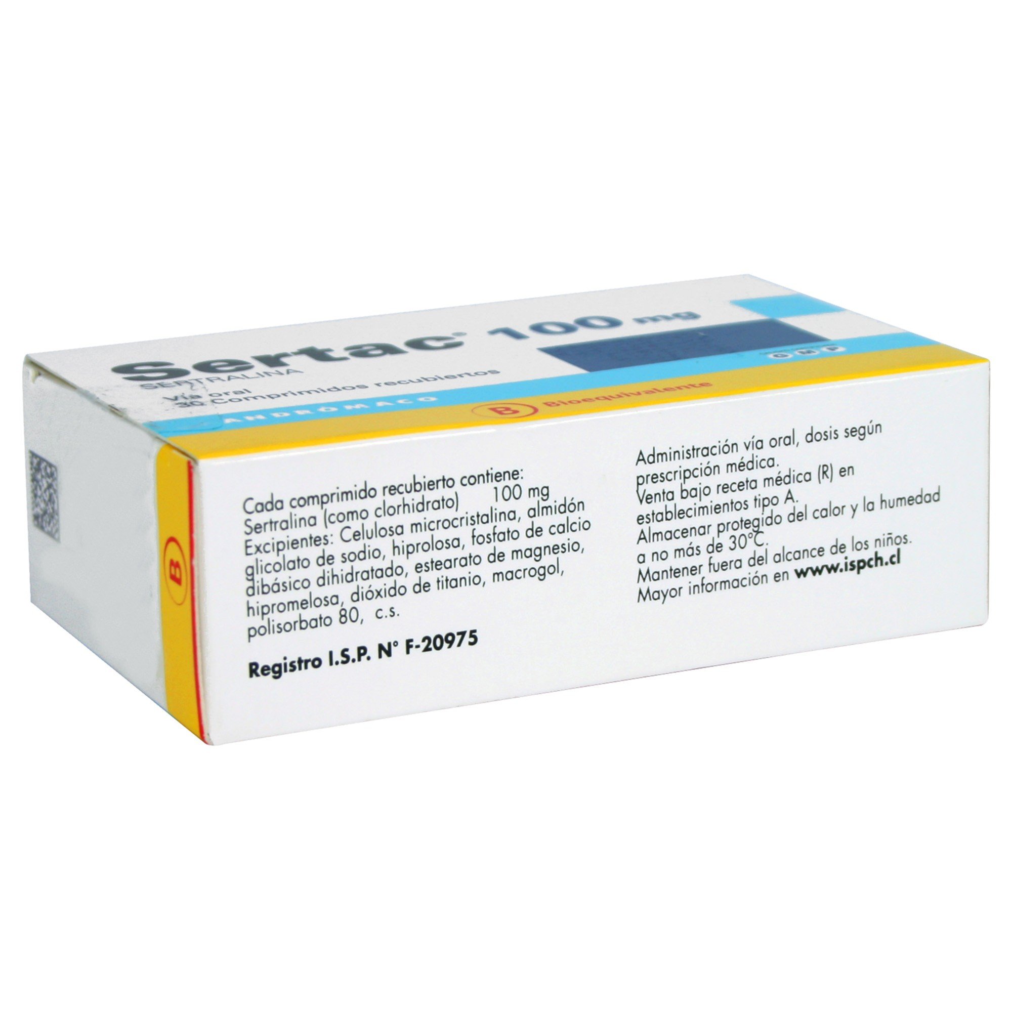 Sertac Sertralina 100 mg 30 Comprimidos Recubiertos | Cruz Verde