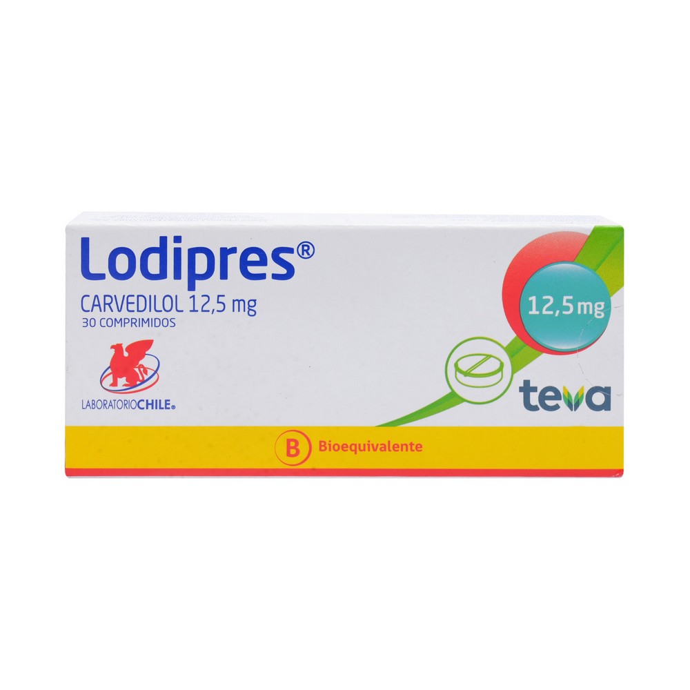 Lodipres Carvedilol 12,5 mg 30 Comprimidos | Cruz Verde