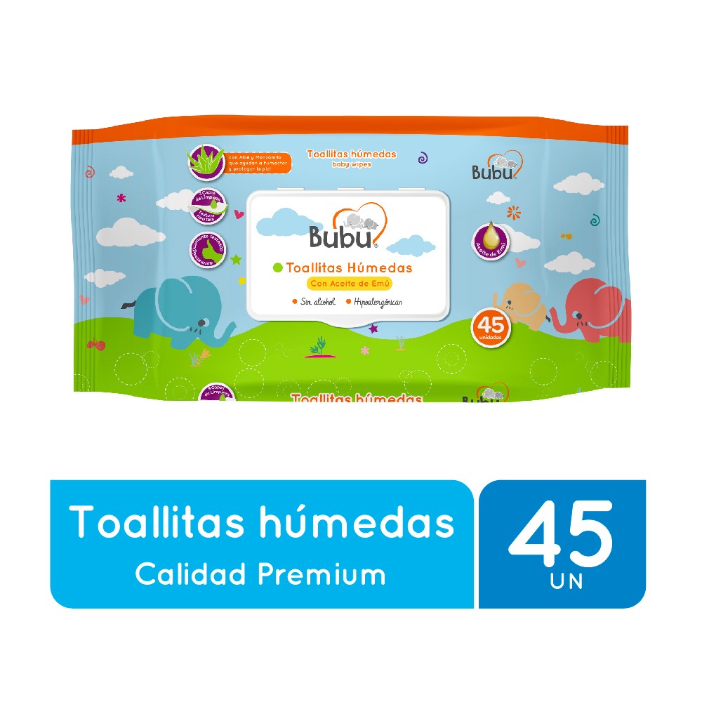 Toallitas húmedas premium con tapa 45 unidades | Cruz Verde
