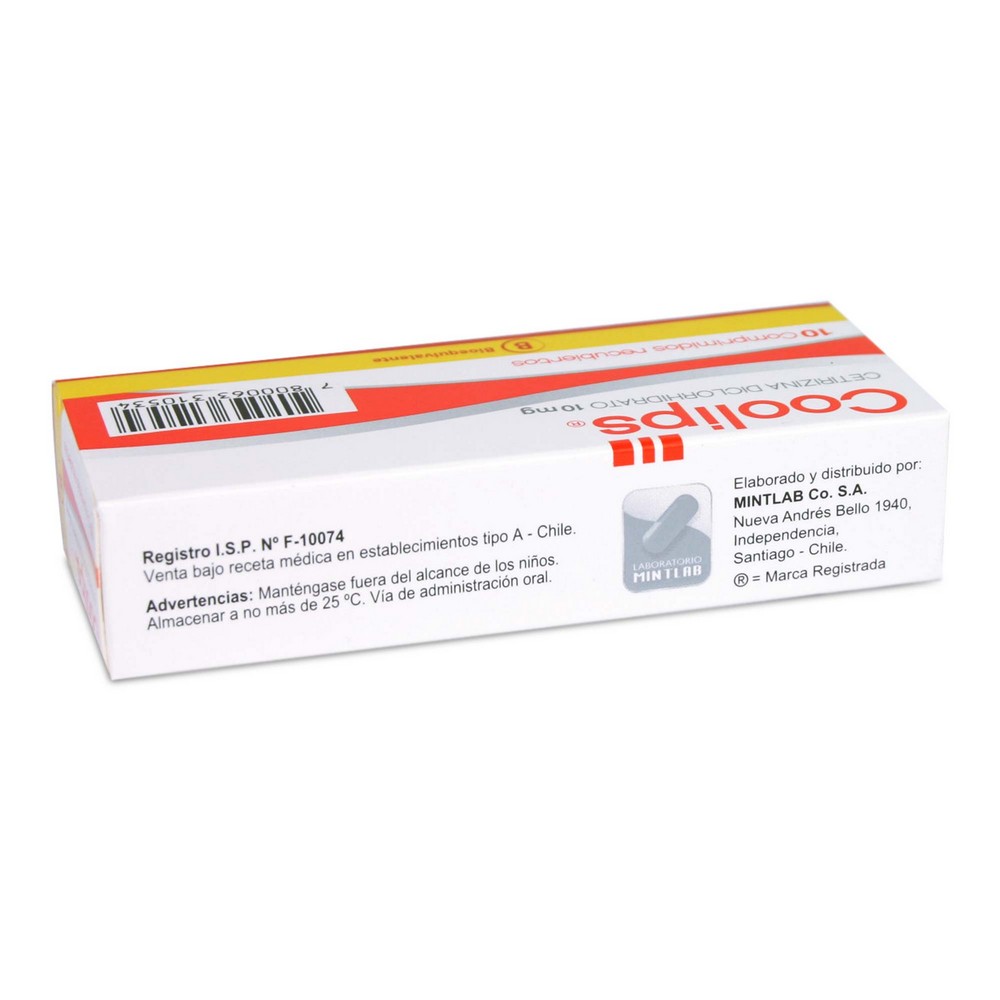 Coolips Cetirizina 10 mg 10 Comprimidos Recubiertos | Cruz Verde