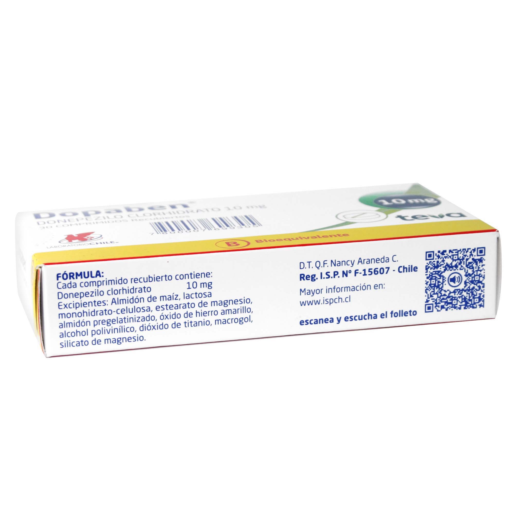 Dopaben Donepecilo Clorhidrato 10 mg 30 Comprimidos Recubiertos | Cruz ...