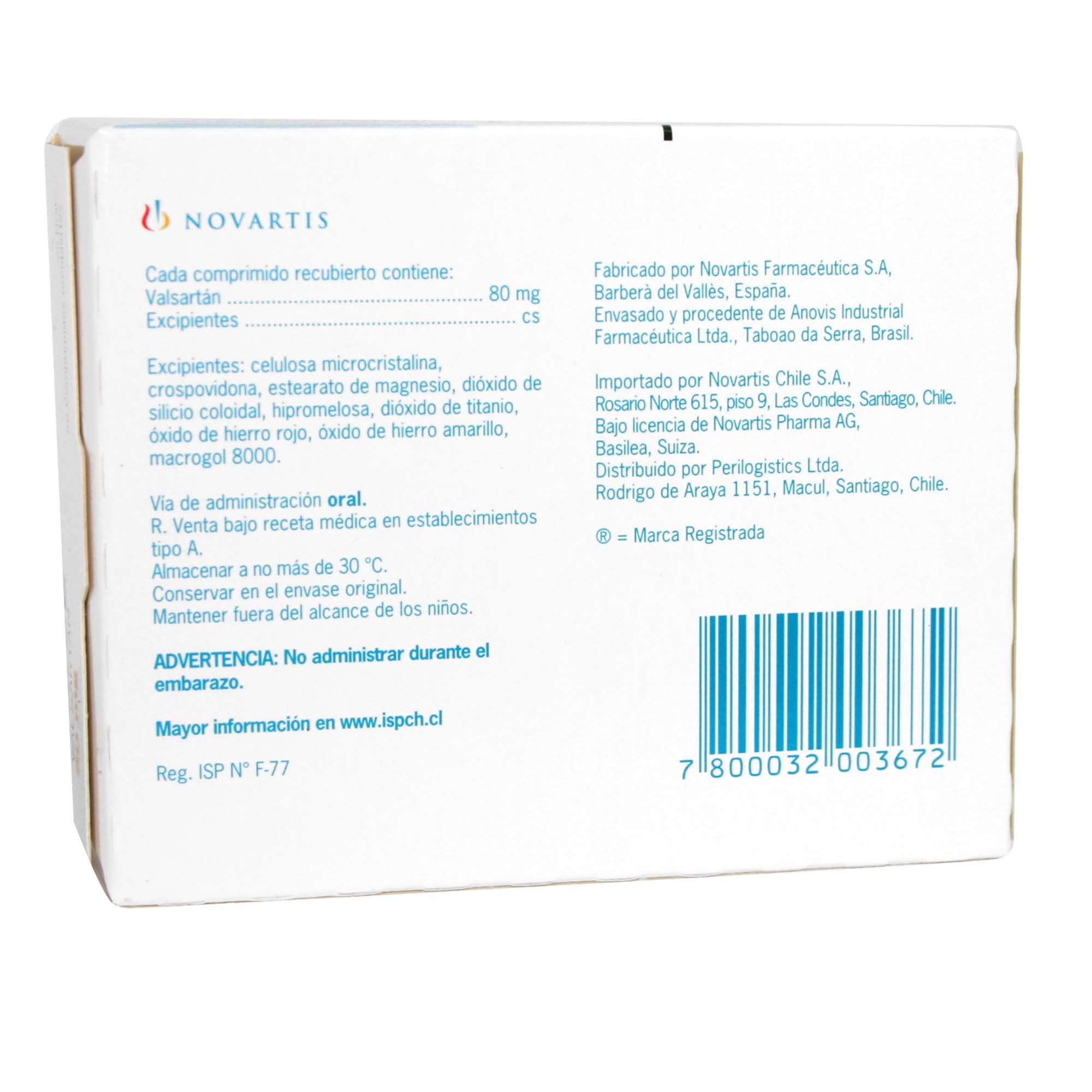 Tareg Valsartan 80 mg 56 Comprimidos Recubiertos | Cruz Verde