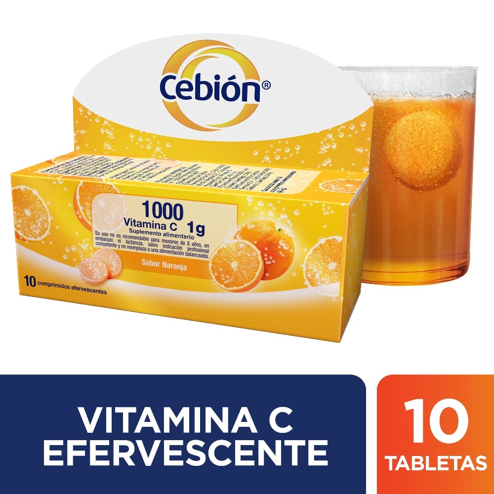 Cebion Vitamina C Acido Ascorbico 1000 mg 10 Comprimidos