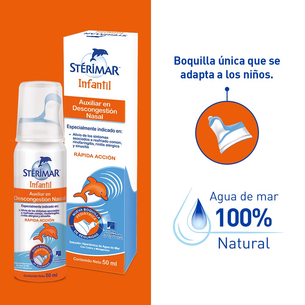 Sterimar Infantil Agua De Mar Hipertonica Spray Nasal 50 mL | Cruz Verde