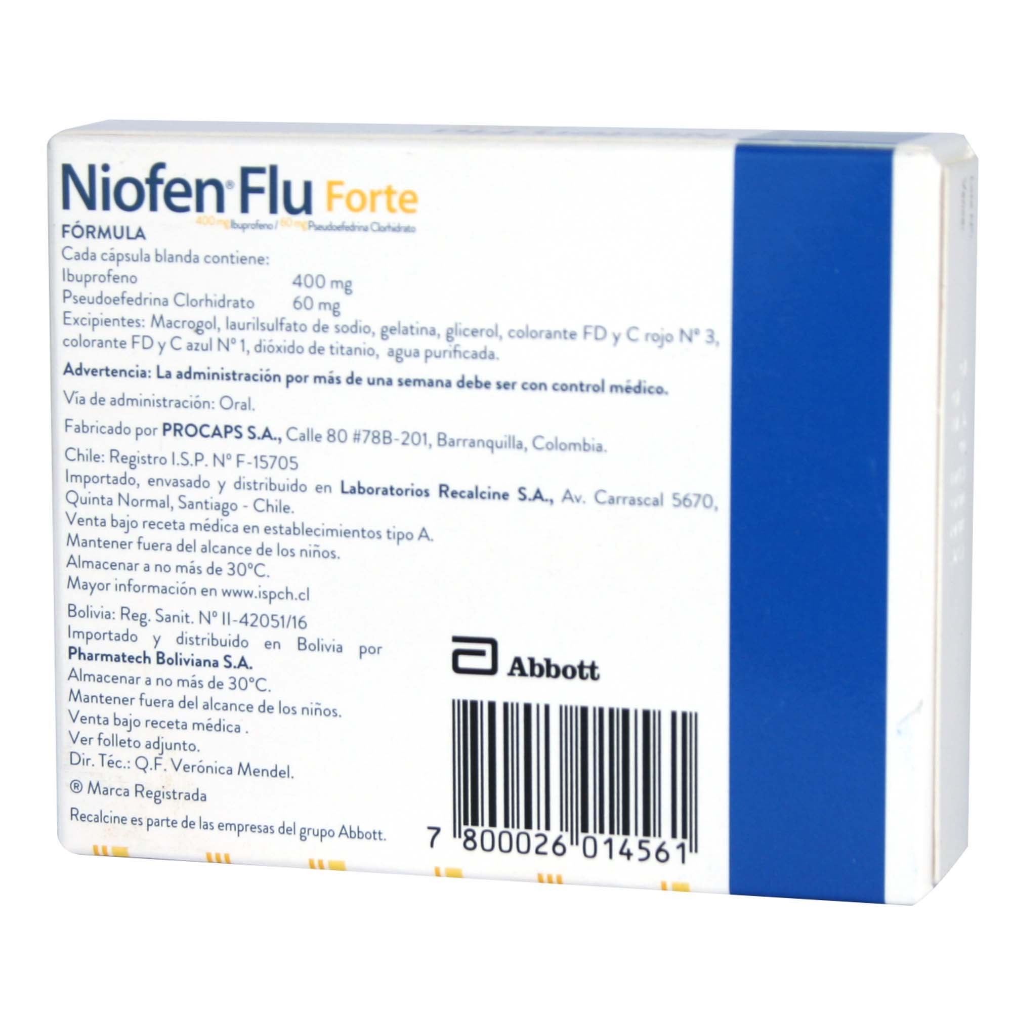 Niofen Flu Forte Ibuprofeno 60 mg 10 Cápsulas Blandas | Cruz Verde