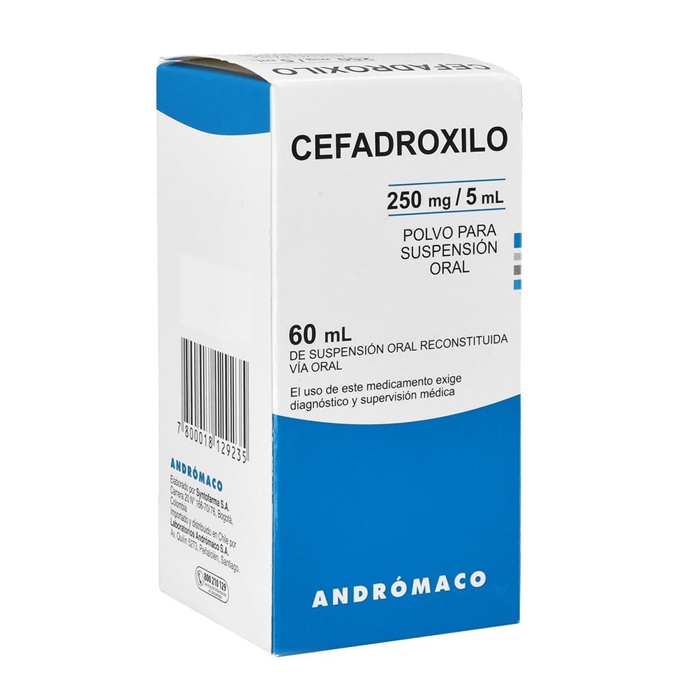 Cefadroxilo 250 mg/5 ml x 60 ml Suspensión ANDROMACO S.A. - FarmaCompara