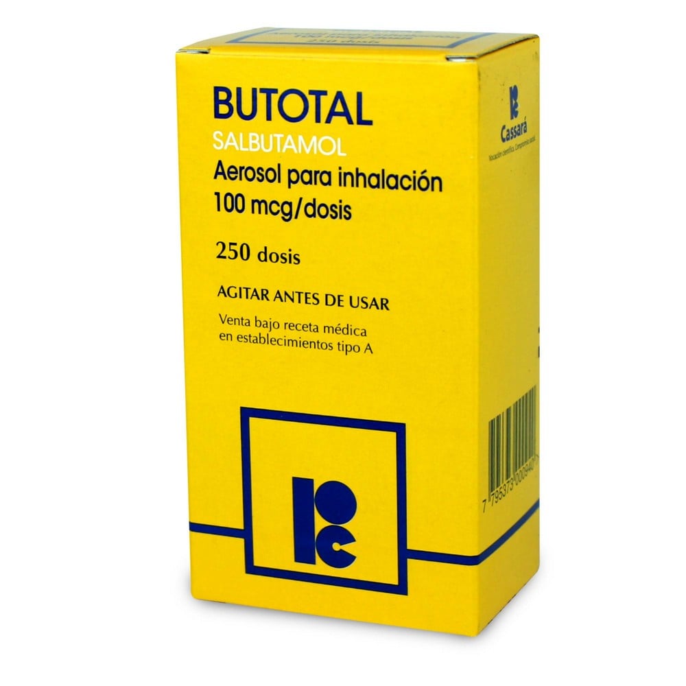 Butotal Salbutamol 100 mcg Inhalador Bucal 250 Dosis - FarmaCompara