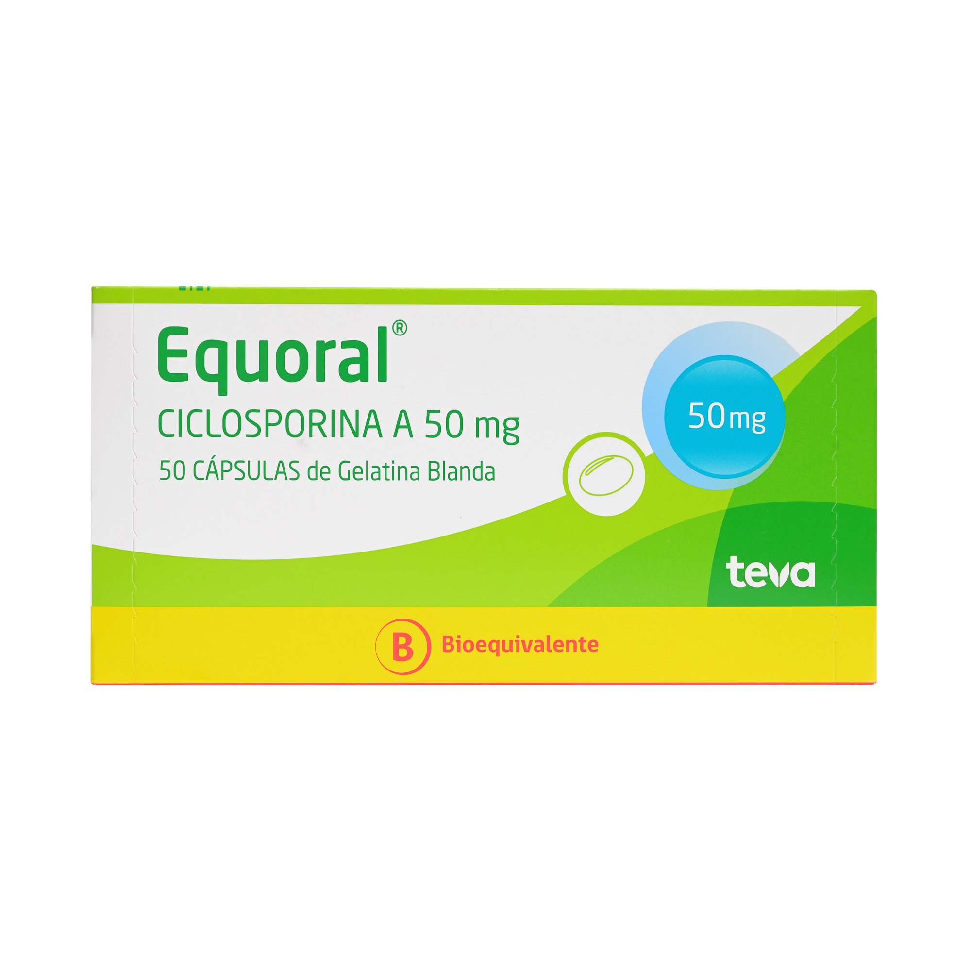 Equoral Ciclosporina A 50 mg 50 Cápsulas de Gelatina Blanda - FarmaCompara
