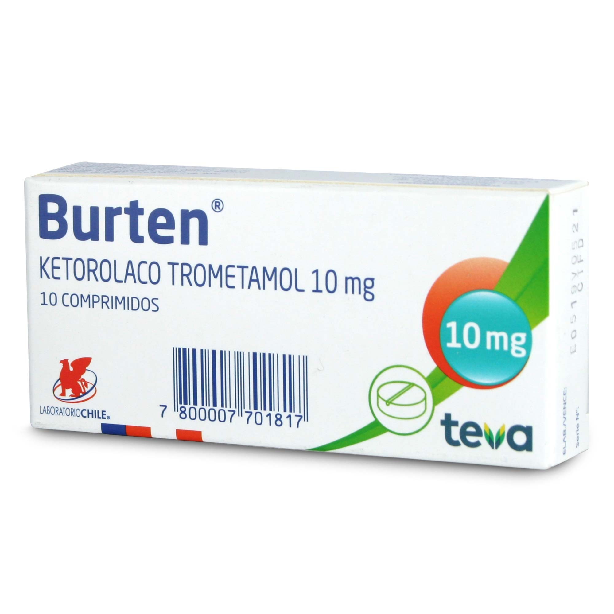 Burten Ketorolaco 10 mg 10 Comprimidos - FarmaCompara