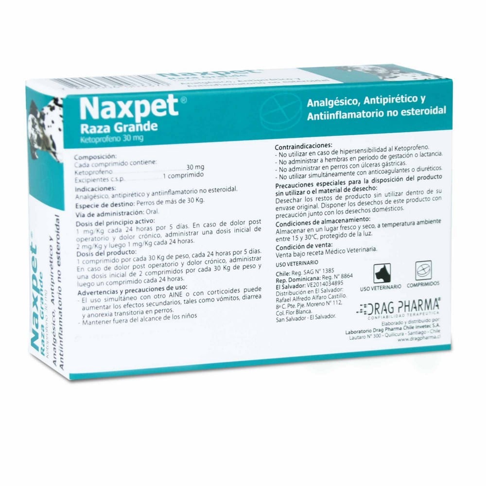 Naxpet Perros Raza Grande Mas De 30kg Ketoprofeno 30 mg 10 Comprimidos ...