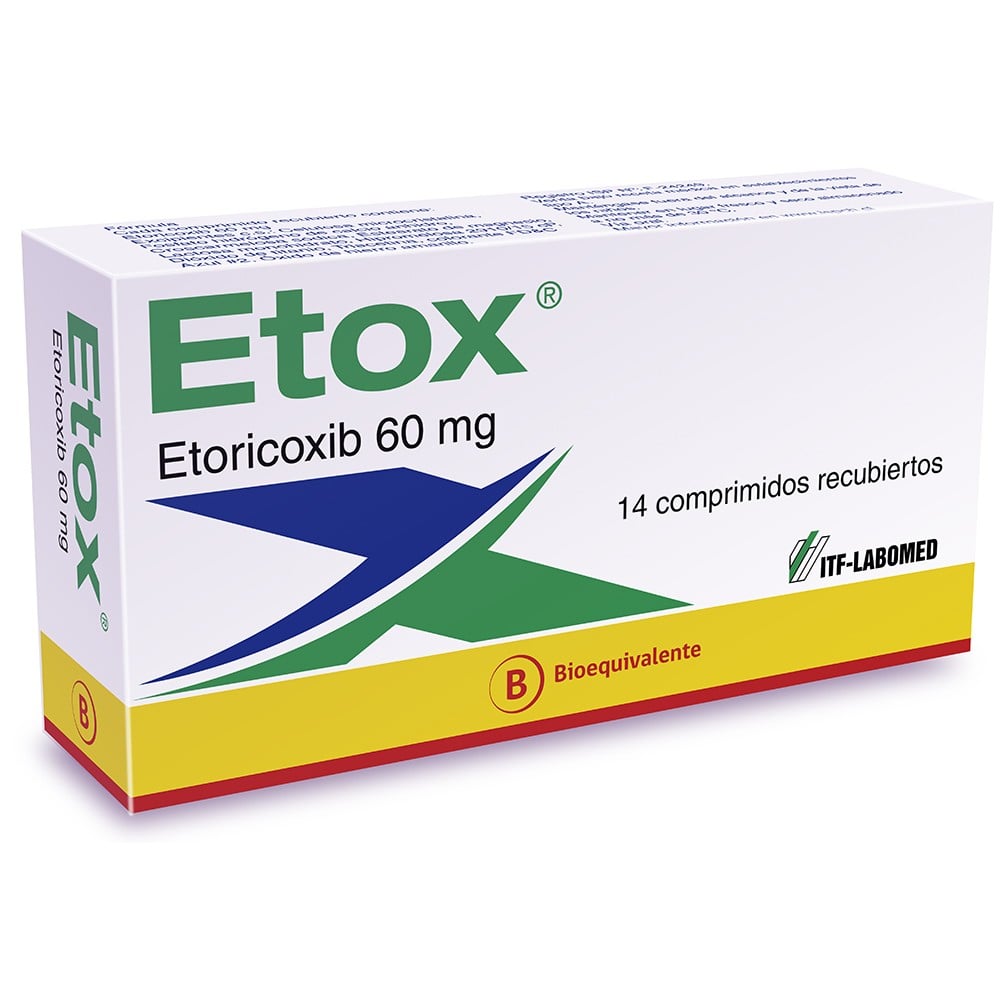 Etox Etoricoxib 60 mg 14 Comprimidos Recubiertos - FarmaCompara