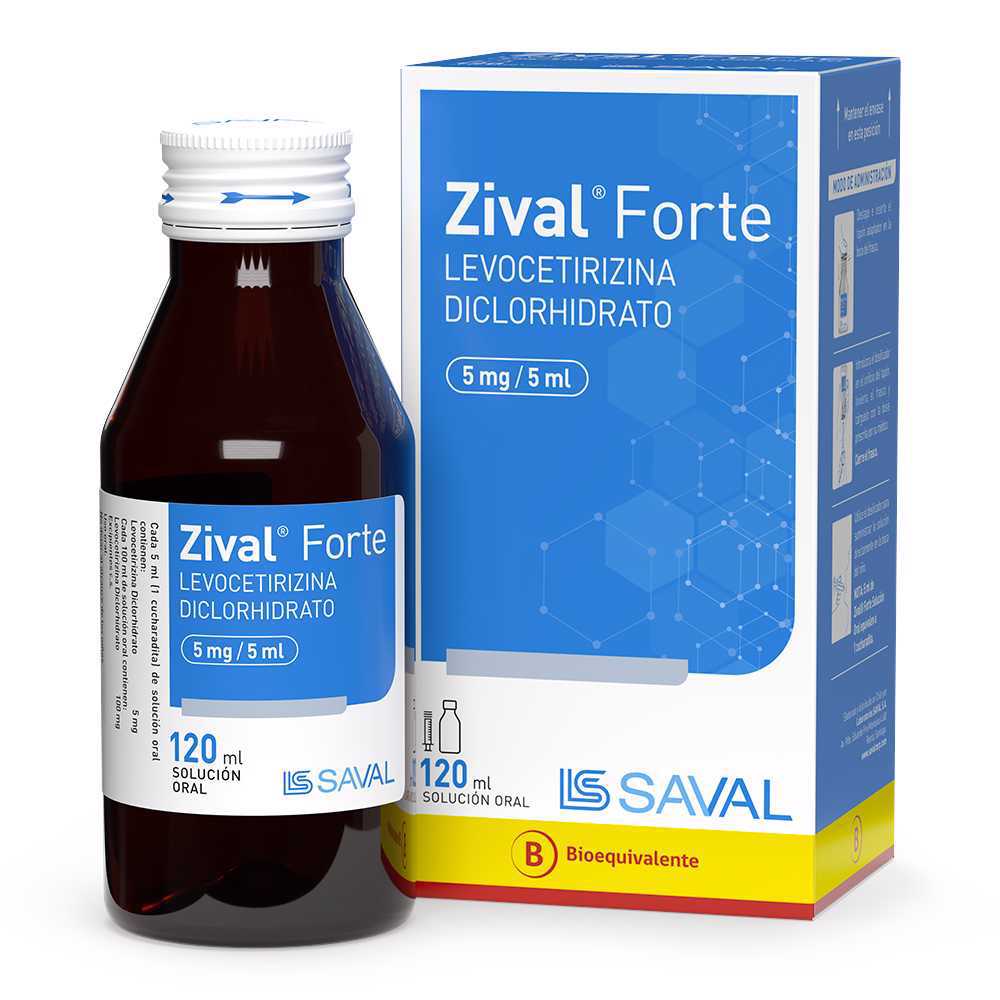 Zival Forte Jarabe Levocetirizina Diclorhidrato 5 mg / 120 ml | Cruz Verde