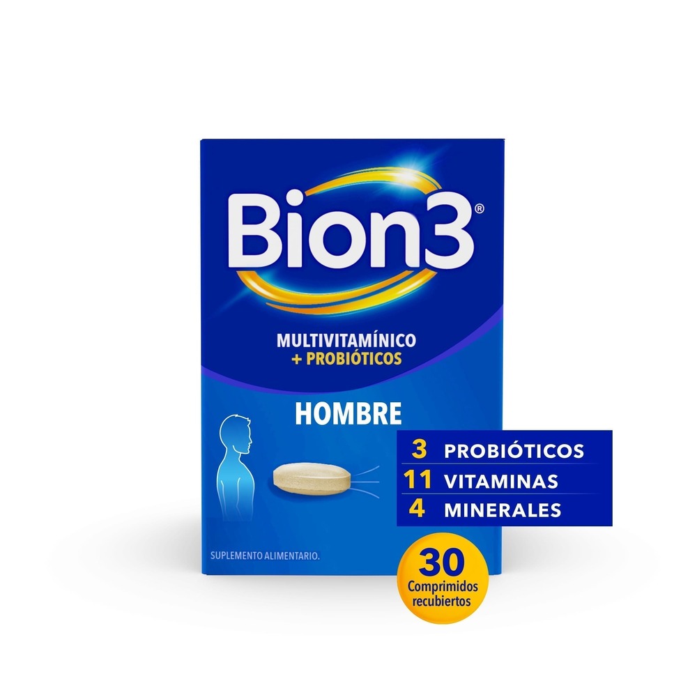 Bion3 Hombre Multivitamínico con Probióticos 30 Comprimidos | Cruz Verde