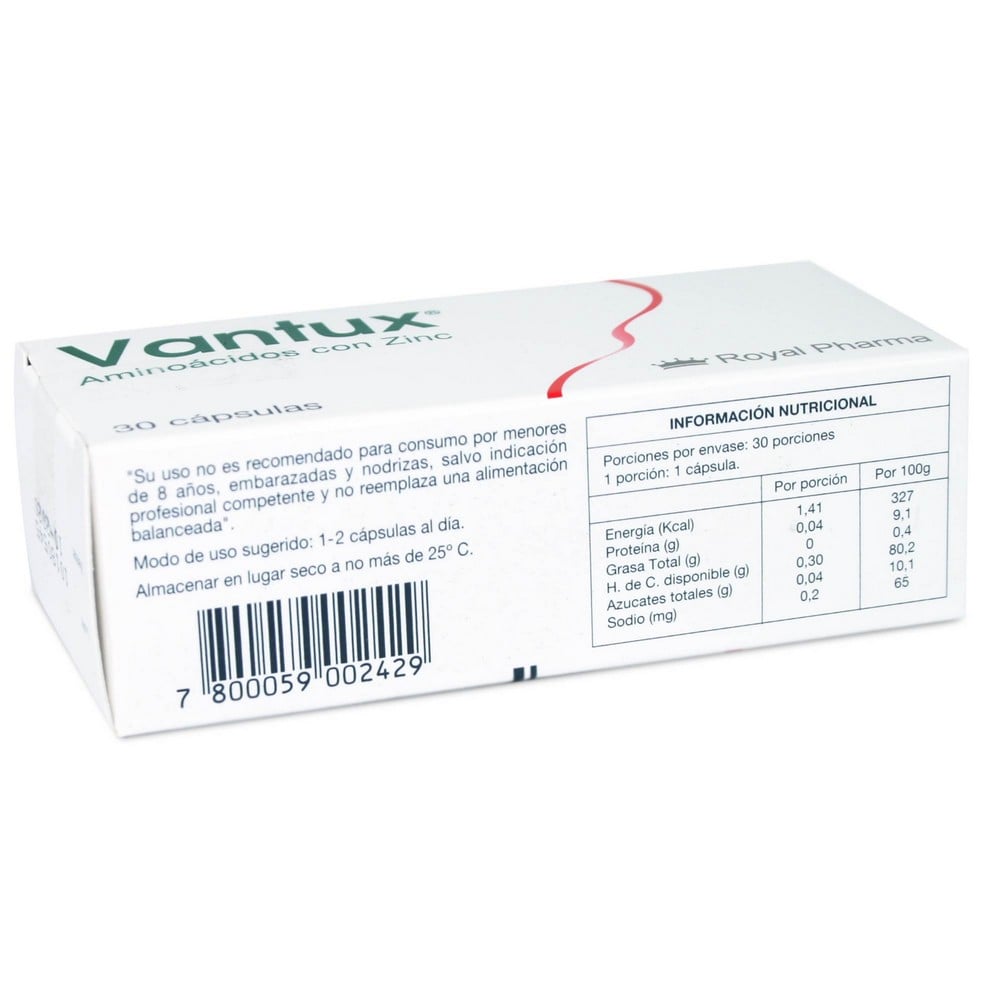 Vantux Sulfato Zn 3 mg 30 Cápsulas | Cruz Verde