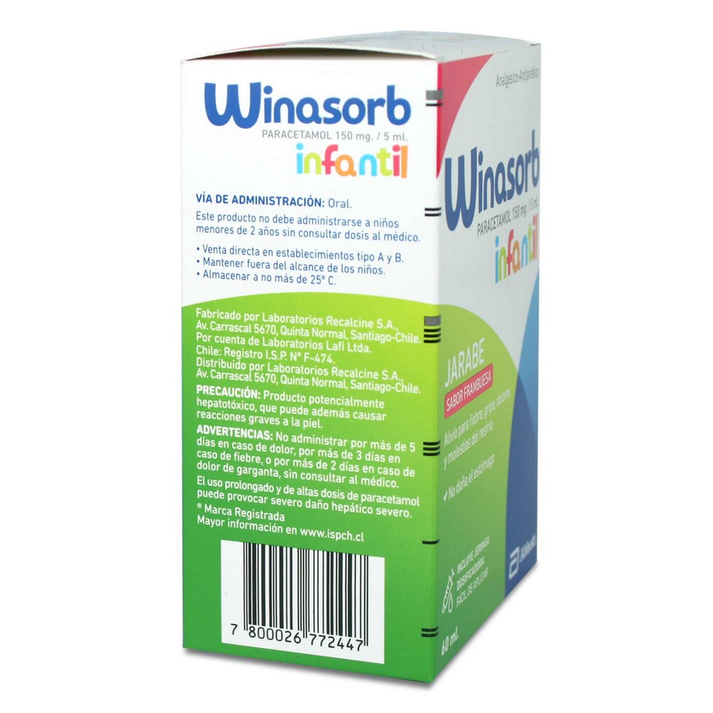 Winasorb Paracetamol 150 mg/5mL Jarabe 60 mL | Cruz Verde